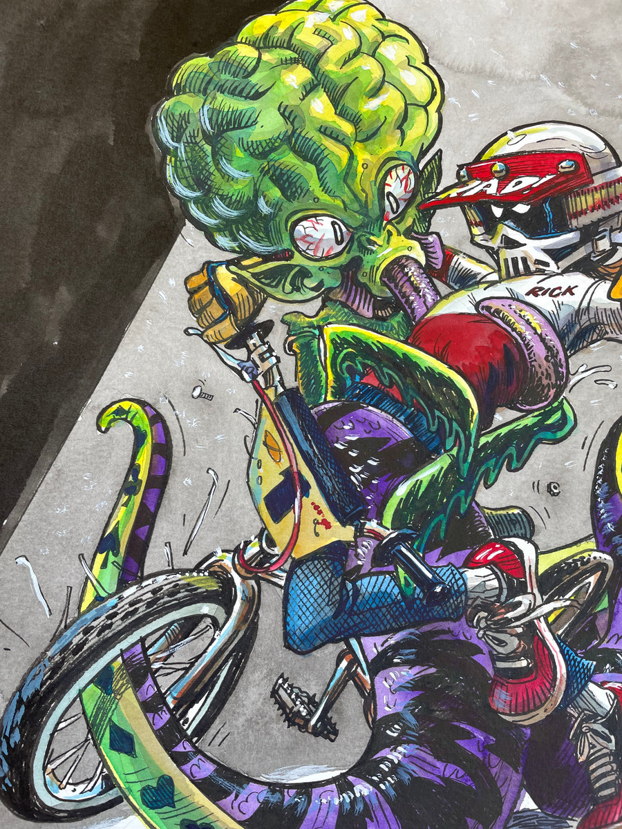 "RICK VS. TENTACLE BRAIN MONSTER" Original Art – RADICAL RICK